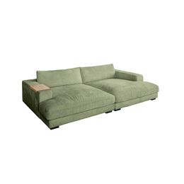 KAWOLA BIG SOFA MIT TABLETT MADELINE Gr&uuml;n Cord