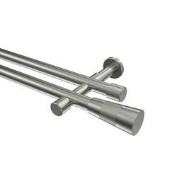 GARDINENSTANGE Prestige Tanara 120 cm, 2-l&auml;ufig (ohne Ringe), 20 mm &Oslash; Edelstahl-Optik