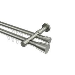 GARDINENSTANGE INNENLAUF Prestige Sitra 480 cm (geteilt in 3 x 160 cm), 2-l&auml;ufig, 20 mm &Oslash; Edelstahl-Optik