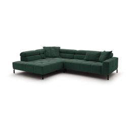 KAWOLA ECKSOFA MIT MOTORISCHEM SITZVORZUG OHIO Smaragdgr&uuml;n Cord Relaxfunktion