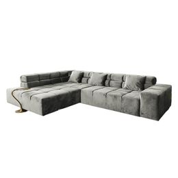 KAWOLA ECKSOFA MIT MOTORISCHEM SITZVORZUG NEVADA Silber Velvet Relaxfunktion