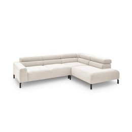 KAWOLA ECKSOFA MIT MOTORISCHEM SITZVORZUG DELIA Wei&szlig; Cord Relaxfunktion