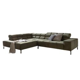 KAWOLA ECKSOFA MIT MOTORISCHEM SITZVORZUG NELSON Dunkelgr&uuml;n Velvet Relaxfunktion