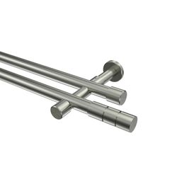 GARDINENSTANGE Prestige Elanto 400 cm (geteilt in 2 x 200 cm), 2-l&auml;ufig (ohne Ringe), 20 mm &Oslash; Edelstahl-Optik
