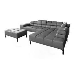 KAWOLA ECKSOFA NELSON Anthrazit Leder Relaxfunktion