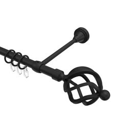 GARDINENSTANGE Primus Paolo 360 cm (geteilt in 2 x 180 cm), 1-l&auml;ufig, 16 mm &Oslash; Schwarz