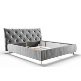 KAWOLA POLSTERBETT ANNY Silber Velvet