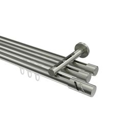 GARDINENSTANGE INNENLAUF Siteno Zoena 280 cm (geteilt in 2 x 140 cm), 3-l&auml;ufig, 20 mm &Oslash; Edelstahl-Optik