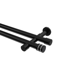 GARDINENSTANGE Prestige Estana 400 cm (geteilt in 2 x 200 cm), 2-l&auml;ufig (ohne Ringe), 20 mm &Oslash; Schwarz