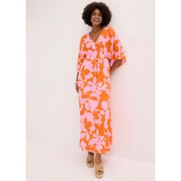 bonprix Maxikleid aus flie&szlig;ender Viskose, lila, Gr.42, floral bedrucktes Maxikleid aus flie&szlig;ender Viskose mit weit geschnittenen &Auml;rmeln und Bindeband vorne in der Taille, aus Satin