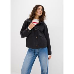 bonprix &Uuml;bergangsjacke mit Kapuze, schwarz, Gr.48, l&auml;ssige &Uuml;bergangsjacke mit Kapuze, 65% Baumwolle