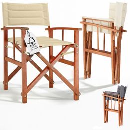 Casaria Regiestuhl Premium Creme FSC -zertifiziertes Eukalyptusholz Gepolstert bis 160kg
