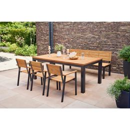 siena GARDEN Gartentisch, Robinien, Holz, Metall, Robinie, vollmassiv, rechteckig, 100x76x220 cm, Sitzgelegenheit, wetterbest&auml;ndig, Gartenm&ouml;bel, Gartentische, Gartentische