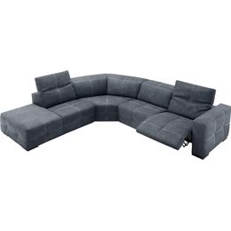 Ecksofa Egoitaliano "Sauvanne, Designsofa der Extraklasse, elegant und bequem, L-Form", grau (charcoal), B:300cm H:100cm T:274cm, Sofas, Ecksofa, wahlweise mit elektrischer Relaxfunktion, Kopfteilverstellung