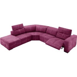 Ecksofa Egoitaliano "Sauvanne, Designsofa der Extraklasse, elegant und bequem, L-Form", pink (fuchsia), B:300cm H:100cm T:274cm, Sofas, Ecksofa, wahlweise mit elektrischer Relaxfunktion, Kopfteilverstellung