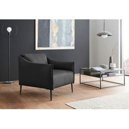 Cocktailsessel W.Schillig "sally Design-Sessel, zeitlos und bequem, tolle Verarbeitungsdetails", schwarz (schwarz z59), B:84cm H:78cm T:84cm, Longlife Xtra-Leder Z59: Glattleder mit modischer Pr&auml;gung. Hautst&auml;rke 0, 9 - 1, 1 mm., Sessel, Cocktailsessel, mit Metallf&uuml;&szlig;en in Schwarz pulverbeschichtet