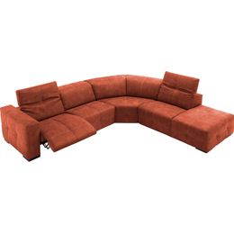 Ecksofa Egoitaliano "Sauvanne, Designsofa der Extraklasse, elegant und bequem, L-Form", rot (marsala), B:300cm H:100cm T:274cm, Luxus-Micofaser Lederoptik (100% Polyester) ist ein neues technisches Gewebe mit einem visuellen und taktilen Aspekt, der dem Nubuk sehr nahe kommt, mit innovativen Eigenschaften. Seine au&szlig;erordentliche Weichheit kommt von einem exklusiven Produktionsprozess, der Unreinhe