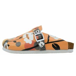 Hausschuh DOGO "Comfie Pantoletten Hausschuhe Retrograde Damen Sandalen", Damen, Gr. 36, Normalschaft, orange, Lederimitat, Schuhe Hausschuh, Handgefertigt