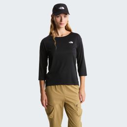 T-Shirt The North Face "W TANKEN 3/4 T-SHIRT", Damen, Gr. L, tnf schwarz heather, Obermaterial: 100% Polyester, normal, Rundhals, Shirts T-Shirt, f&uuml;r sportliche Aktivit&auml;ten und Fitness, sportlicher Stil