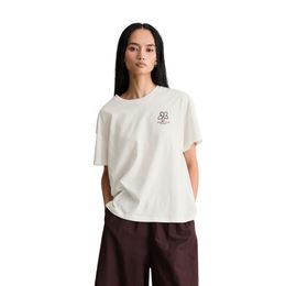 Marc O'Polo T-Shirt MARC O'POLO DENIM "aus Basic Single Jersey", Damen, Gr. L, wei&szlig; (silky wei&szlig;), Obermaterial: 100% Baumwolle, unifarben, Basic, relaxed fit, Rundhals, normaler Saum, Shirts T-Shirt