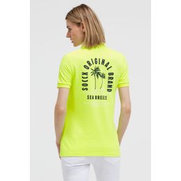 Poloshirt SOCCX, Damen, Gr. S, electric lemon, Piqu&eacute;, Material: 60% Polyester, 35% Baumwolle, 5% Elasthan, bedruckt, regular fit normal, hoch geschlossener Ausschnitt, eingesetzt B&uuml;ndchen, Shirts, mit Puff-Print