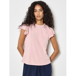 Stricktop Apricot "Top", Damen, Gr. XL (42), rosa (pink), Strick, Obermaterial: 48% Viskose LENZING LenzingCV. 44% Baumwolle CO. 8% Elasthan EL., uni, normal, Tops Stricktop, mit R&uuml;schen in unifarben