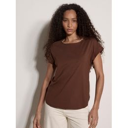 Shirttop Apricot "Top", Damen, Gr. XS (34), braun, Strick, Obermaterial: 57% Baumwolle CO. 38% Modal CMD. 5% Elasthan EL., uni, normal h&uuml;ftlang, mit Umschlag, Tops Shirttop, mit Krempel&auml;rmeln