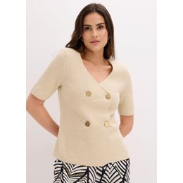 bonprix Strickjacke mit Baumwolle, beige, Gr.36/38 (S), elegante Strickjacke, 50% Baumwolle