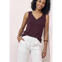 Tanktop Street One "Style Gania", Damen, Gr. 36, rustic rouge, Jersey, Obermaterial: 50% Baumwolle, 50% Modal. Futter: 100% Baumwolle, unifarben, k&ouml;rpernah h&uuml;ftbedeckend, herzf&ouml;rmiger Ausschnitt, Tops Tanktop, Sommertop mit Herzausschnitt