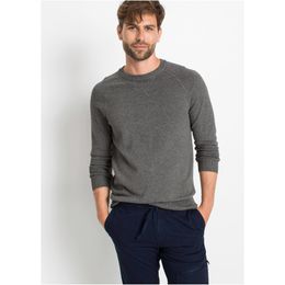 bonprix Feinstrickpullover aus reiner Baumwolle (2er Pack), grau, Gr.48/50 (M), Pullover 2er Pack mit Raglan-&Auml;rmeln, aus 100% Baumwolle