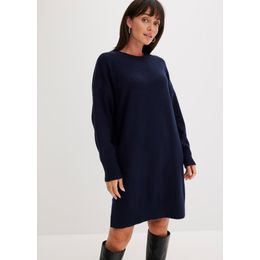 bonprix Oversize-Strickkleid, blau, Gr.44/46 (L), L&auml;ssiges Strickkleid mit Schlitz, oversized geschnitten