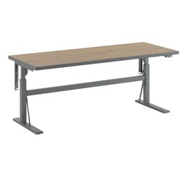 eurokraft pro Arbeitstisch, elektrisch h&ouml;henverstellbar - Tragkraft 300 kg, H&ouml;he 680 - 1165 mm, Eicheparkett-Platte, BxT 2000 x 800 mm
