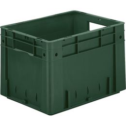 Schwerlast-Euro-Beh&auml;lter, Polypropylen, Volumen 23,3 l, LxBxH 400 x 300 x 270 mm, W&auml;nde geschlossen, Boden geschlossen, gr&uuml;n, VE 4 Stk kaiserkraft