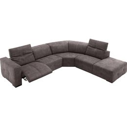 Ecksofa Egoitaliano "Sauvanne, Designsofa der Extraklasse, elegant und bequem, L-Form", grau (smoke), B:300cm H:100cm T:274cm, Luxus-Micofaser Lederoptik (100% Polyester) ist ein neues technisches Gewebe mit einem visuellen und taktilen Aspekt, der dem Nubuk sehr nahe kommt, mit innovativen Eigenschaften. Seine au&szlig;erordentliche Weichheit kommt von einem exklusiven Produktionsprozess, der Unreinhei