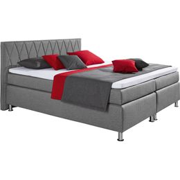 Boxspringbett Hapo "Atlanta", grau, B:170cm L:210cm, 100% Polyester, Komplettbetten, Boxspringbett