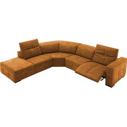 Ecksofa Egoitaliano "Sauvanne, Designsofa der Extraklasse, elegant und bequem, L-Form", braun (cognac), B:300cm H:100cm T:274cm, Luxus-Micofaser Lederoptik (100% Polyester) ist ein neues technisches Gewebe mit einem visuellen und taktilen Aspekt, der dem Nubuk sehr nahe kommt, mit innovativen Eigenschaften. Seine au&szlig;erordentliche Weichheit kommt von einem exklusiven Produktionsprozess, der Unreinh