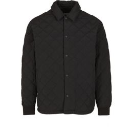 Allwetterjacke Urban Classics "Urban Classics Quilted Overshirt", Herren, Gr. L, schwarz, 100% Nylon, unifarben, relaxed fit, amerikanischer Ausschnitt, Jacken