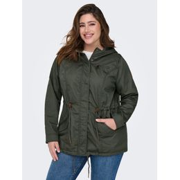 Parka Only CARMAKOMA "CARLORCA SPRING CANVAS PARKA OTW NOOS", Damen, Gr. M, gr&uuml;n (kambaba), Canvas, Obermaterial: 80% Polyester, 20% Baumwolle, unifarben, regular fit, Jacken Parka