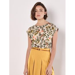 Druckbluse Apricot "Bluse", Damen, Gr. S (36), grau (stein), Obermaterial: 73% Viskose CV. 27% Leinen LI., gemustert, Blusen Druckbluse, mit offenem R&uuml;cken