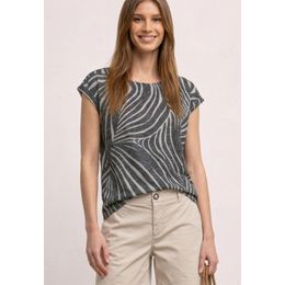 Shirttop Street One, Damen, Gr. 36, schwarz, Jersey, Obermaterial: 65% Polyester, 35% Viskose, gemustert, tailliert h&uuml;ftbedeckend, Rundhals, abgesteppte Kante, Tops Shirttop, Sommershirt im Ausbrenner-Look/mit Allover-Print