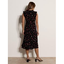 Midikleid Apricot "Midikleid", Damen, Gr. S (36), N-Gr, schwarz, gewebt, Obermaterial: 100% Viskose CV., gebl&uuml;mt, normal, V-Ausschnitt, R&uuml;schen, Kleider Midikleid, mit R&uuml;schen und G&uuml;rtel