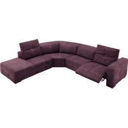 Ecksofa Egoitaliano "Sauvanne, Designsofa der Extraklasse, elegant und bequem, L-Form", lila (plum), B:300cm H:100cm T:274cm, Sofas, Ecksofa, wahlweise mit elektrischer Relaxfunktion, Kopfteilverstellung