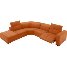 Ecksofa Egoitaliano "Sauvanne, Designsofa der Extraklasse, elegant und bequem, L-Form", orange, B:300cm H:100cm T:274cm, Leder &raquo;BULL&laquo; (echtes Rindsleder). Geschliffenes, pigmentiertes und behandeltes Rindsleder mit einer Dicke von 1, 3-1, 5 mm. Dieses Leder zeigt eine ziemlich weiche Hand mit einem halb undurchsichtigen Aussehen. Es handelt sich um ein gesch&uuml;tztes Leder. Eine leichte Deckschicht s