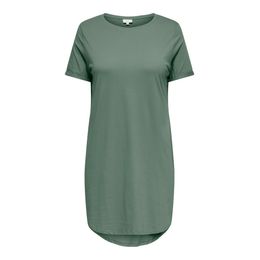 Minikleid Only CARMAKOMA "CARMAY LIFE S/S DRESS JRS", Damen, Gr. M, N-Gr, laurel wreath, Jersey, Obermaterial: 100% Baumwolle, unifarben, regular fit kniefrei, Rundhals, angeschnitten Umschlagsaum, Kleider Minikleid, Sommerkleid