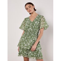 Druckkleid Apricot "Minikleid", Damen, Gr. S (36), N-Gr, gr&uuml;n, Obermaterial: 100% Polyester PES., gebl&uuml;mt, Kleider Druckkleid, mit Smokdetails