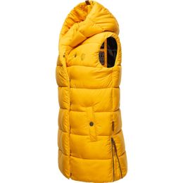 Steppweste Navahoo "Madilynaa", Damen, Gr. S (36), gelb, Oberstoff: 100% Polyester. Futter: 100% Polyester. Wattierung: 100% Polyester, oversize ca. Mitte Oberschenkel, V-Ausschnitt, Westen Steppweste, stylische &auml;rmellose Damen Weste mit Kapuze