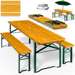 Casaria Bierzeltgarnitur 3-tlg klappbar 170cm f&uuml;r 8 Personen platzsparend wetterfest