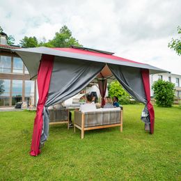Faltpavillon Weekend | 4 x 4 m Dach / 3 x 3 m Gestell / anthrazit + 4 St&uuml;tzenverkleidungen