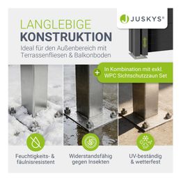 Juskys&reg; Aufschraubh&uuml;lse f&uuml;r WPC Sichtschutzzaunelemente - robuste Stahlbefestigung, wetterfest, 10x10x112 cm, f&uuml;r Betonboden & Terrassen