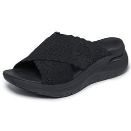 Pantolette Skechers "ARCH FIT 2.0 SANDAL-", Damen, Gr. 41, schwarz unifarben, Textil, Schuhe Pantolette, Sandale, Sommerschuh, Strandschuh in veganer Machart, Topseller